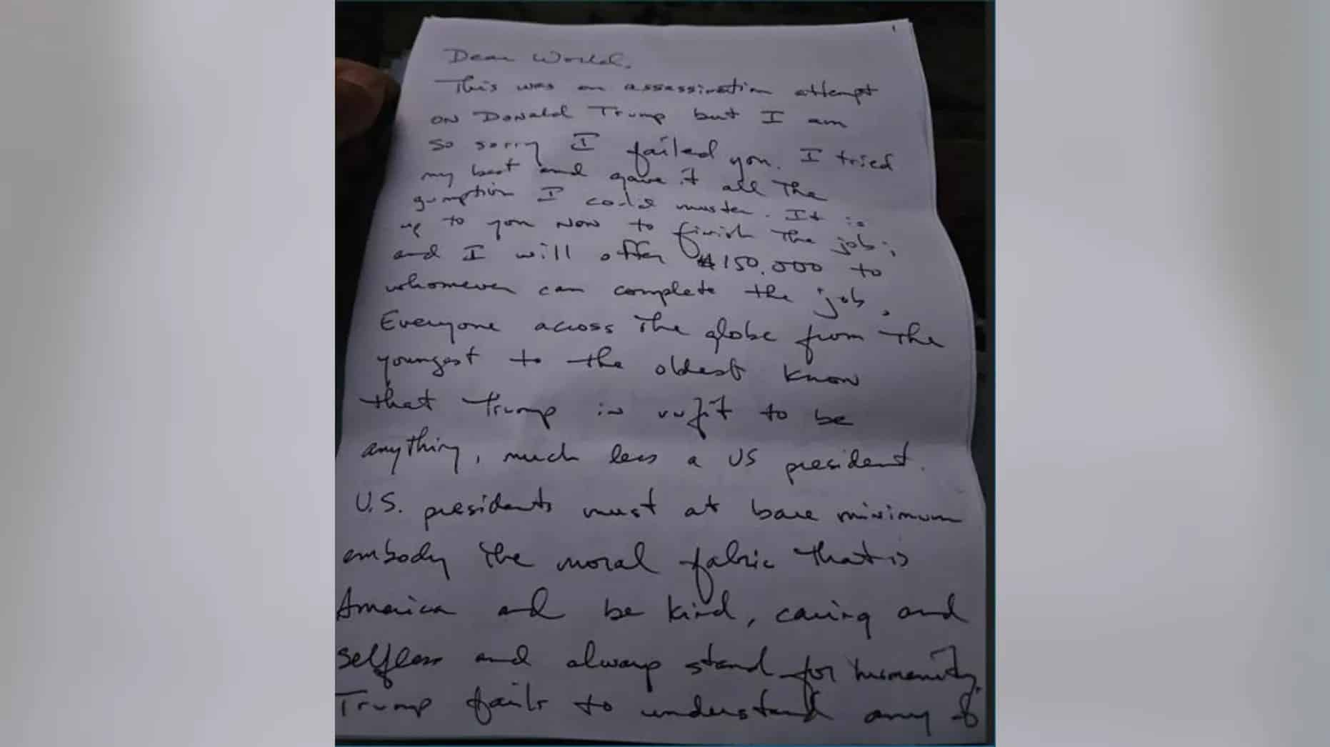 'I Failed You': DOJ Releases Note From Would-Be Trump Assassin Routh ...